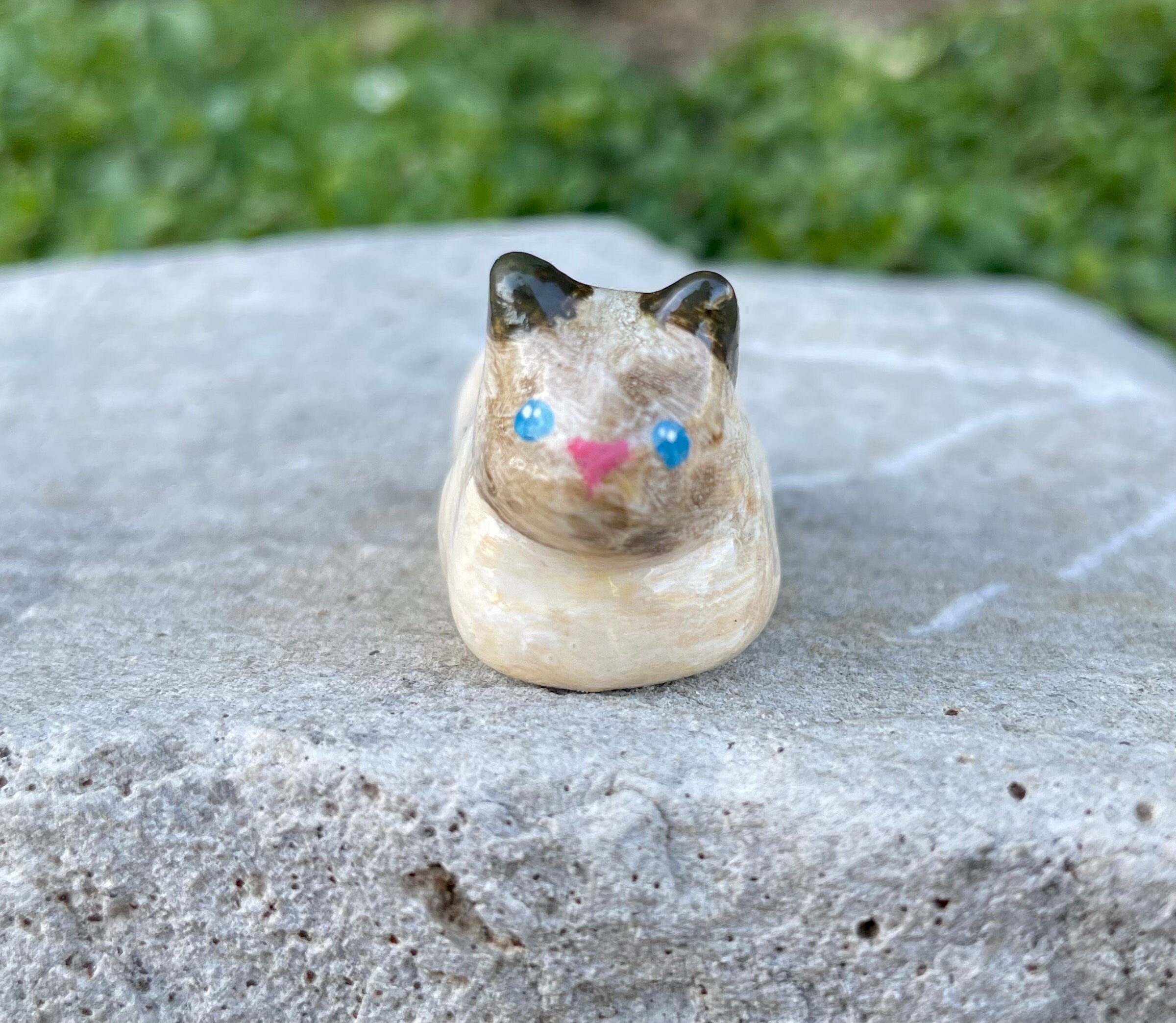 Miniature Polymer Clay Siamese Loafing Cat Figurine, Cat Loaf, Mini Cat ...
