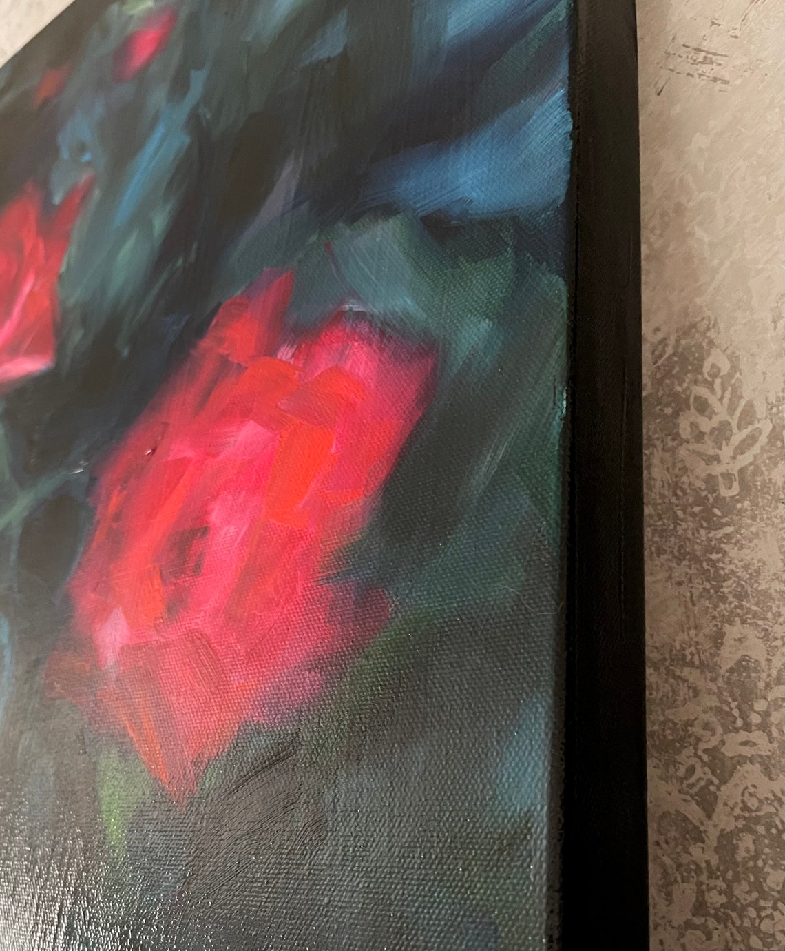 Three Red Roses - Original 18x24” Oil Painting on Canvas, Red Rose ...