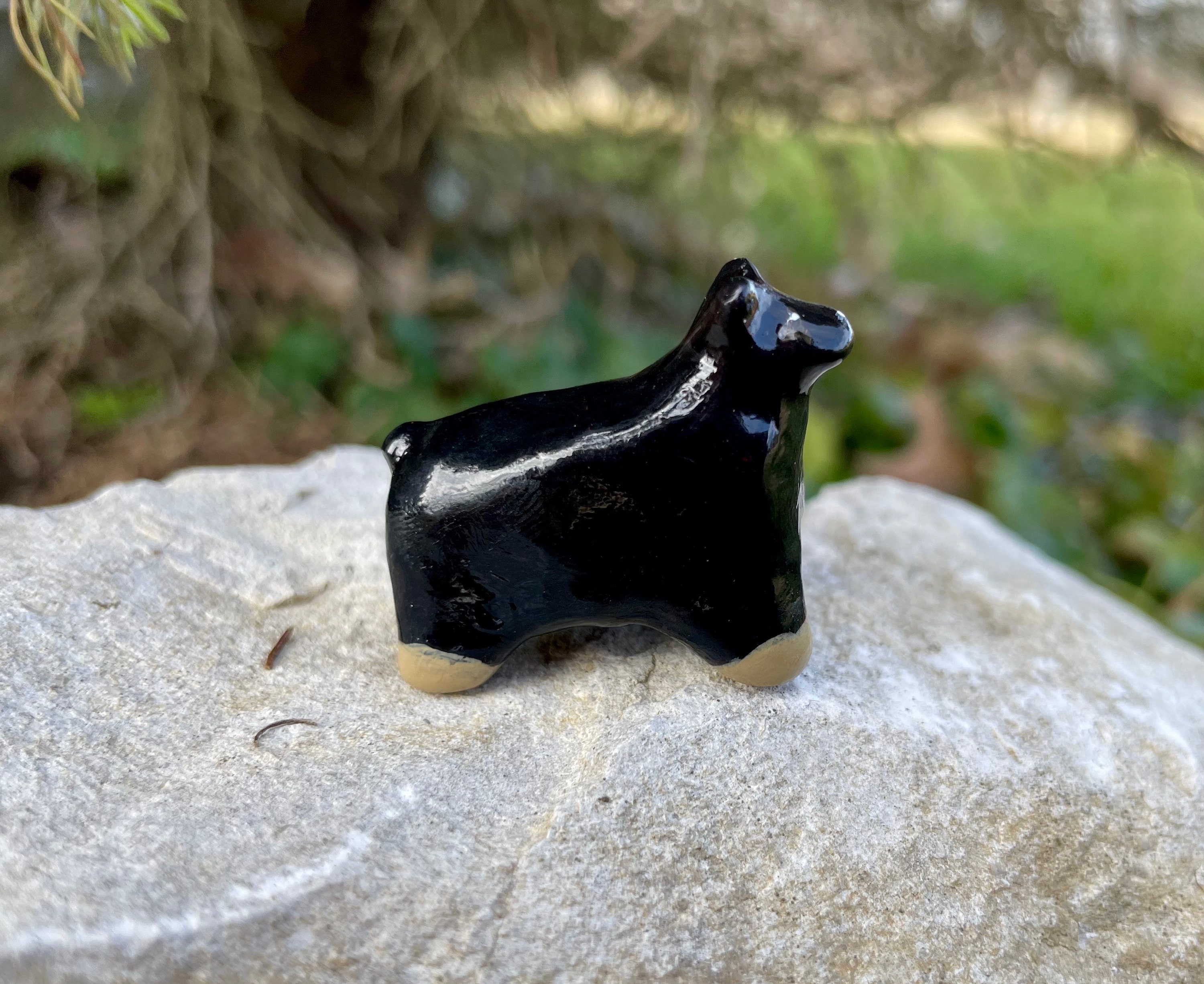 Miniature Polymer Clay Standing Black Bear Figurine, Mini Bear ...