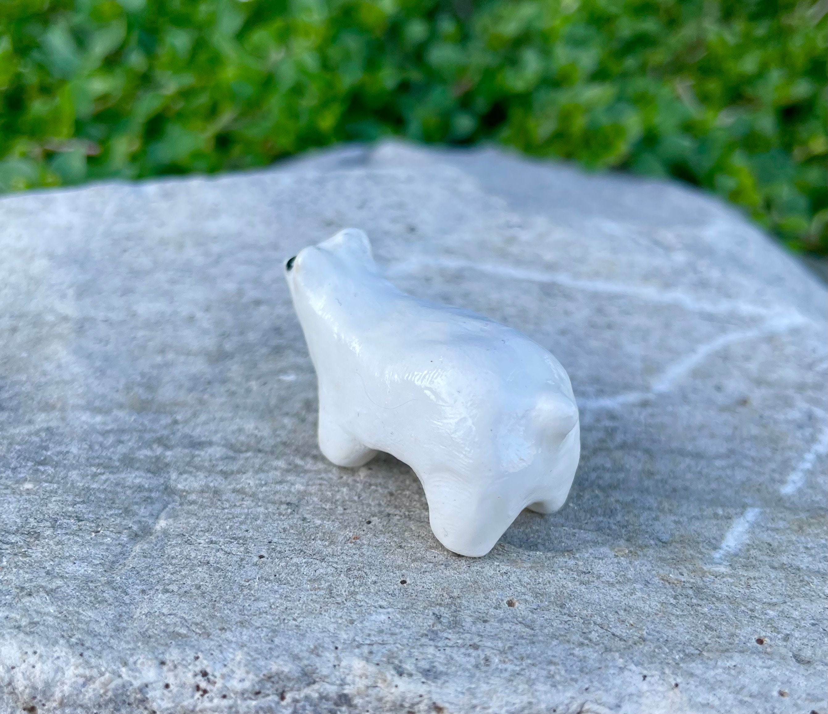 Miniature Polymer Clay Standing Polar Bear Figurine, Polymer Clay Bear ...