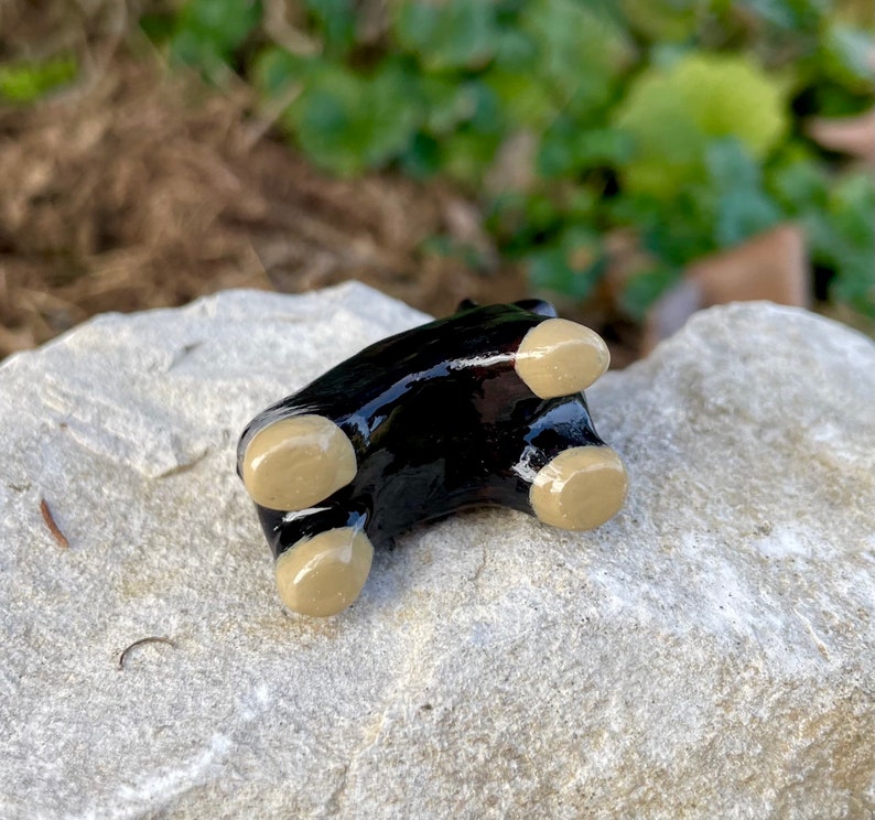 Miniature Polymer Clay Standing Black Bear Figurine, Mini Bear ...