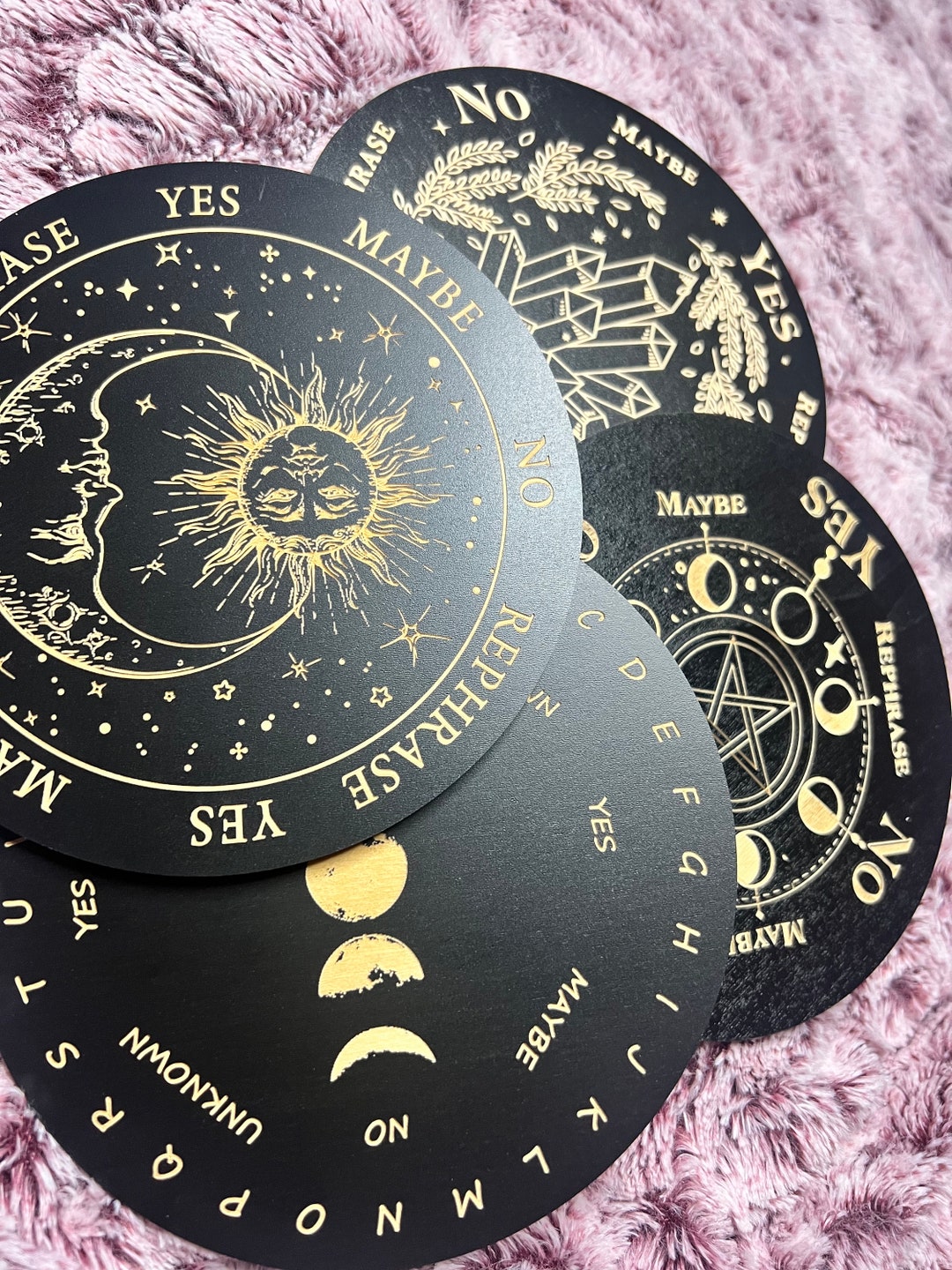 Black Wooden Pendulum Board for Readings, Divination, Crystal Dowsing ...