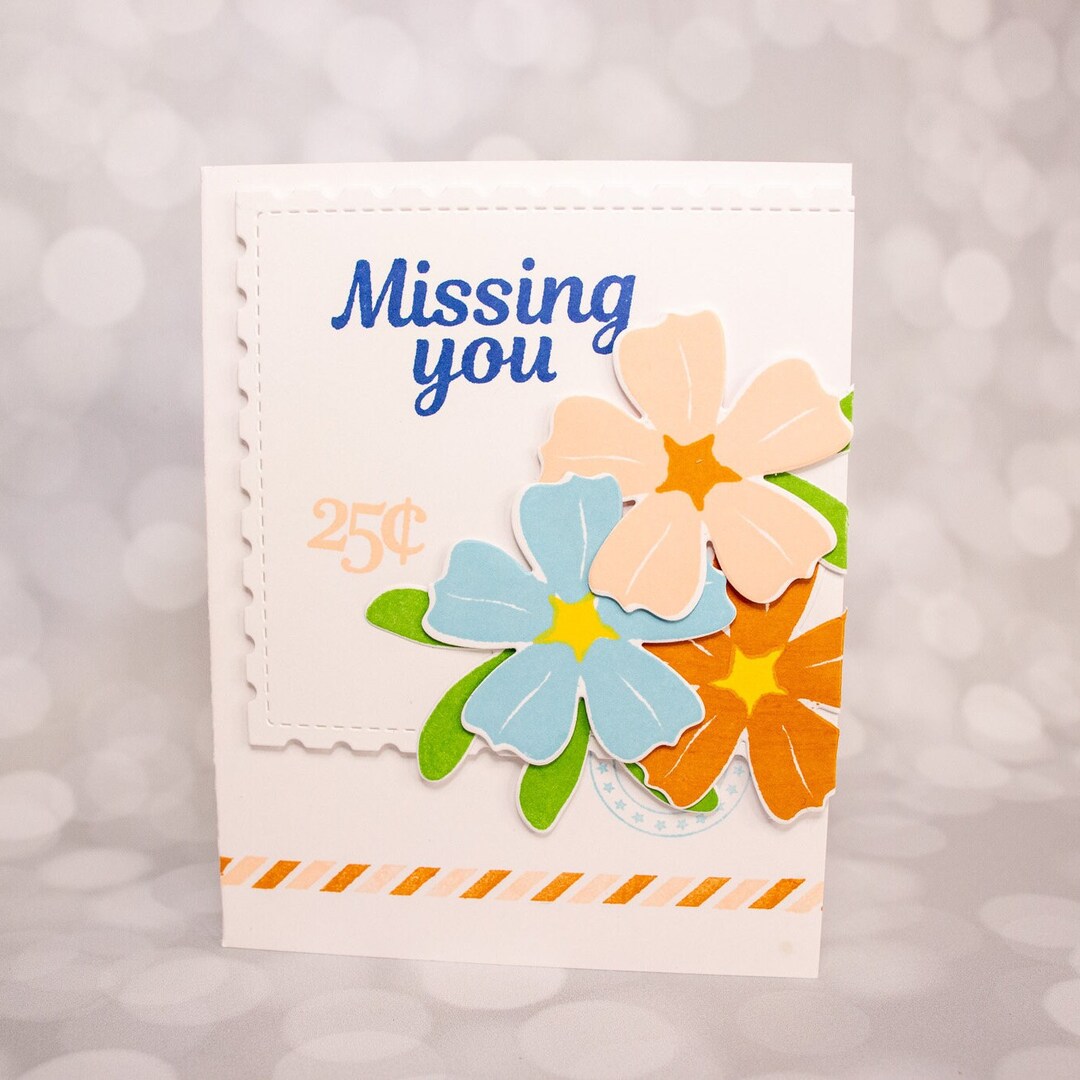 Postage Stamp Missing You Handmade Card - Etsy