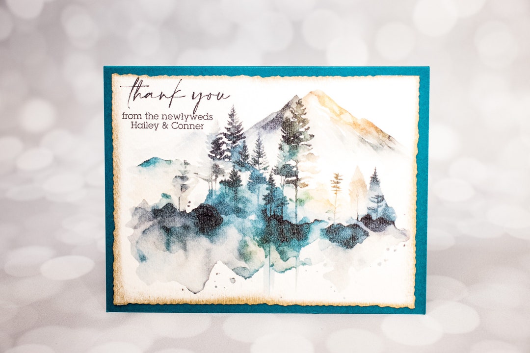Handmade Mountain Themed Thank You Card - Single - Etsy