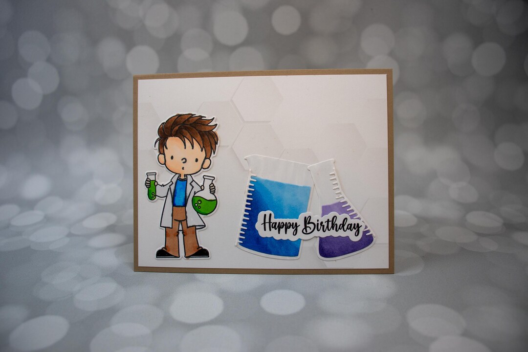 Handmade Science Birthday Card – A2 Size – Cute Chemist Theme – Fun ...