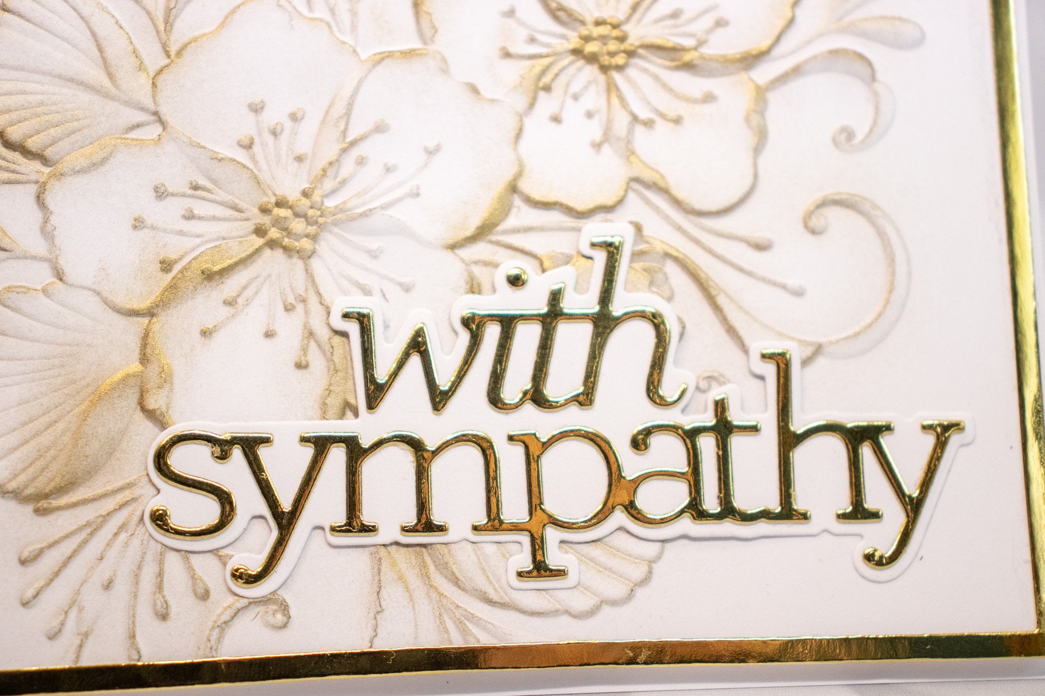 With Sympathy Card, White and Gold Floral - Etsy