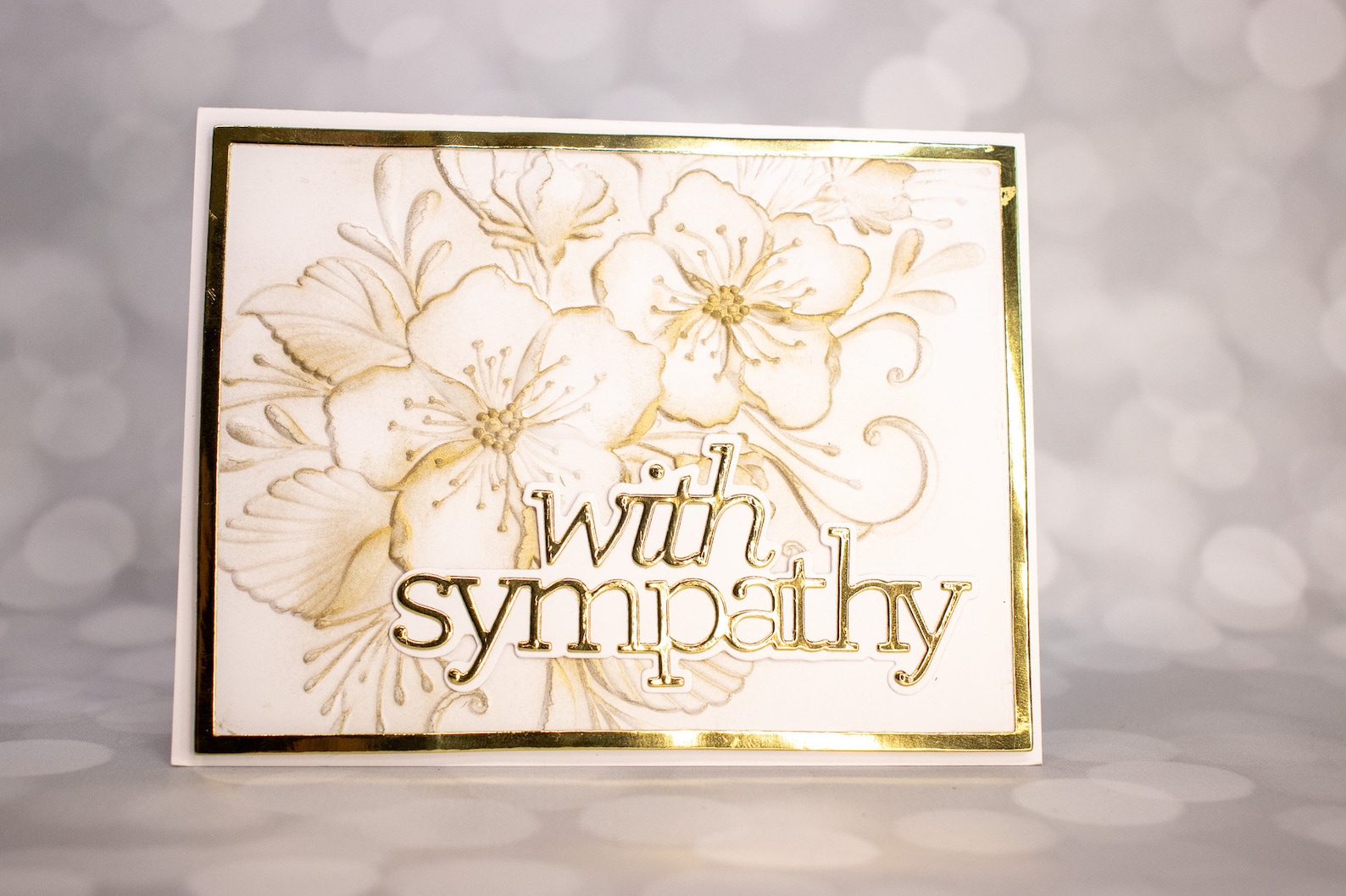 With Sympathy Card, White and Gold Floral - Etsy