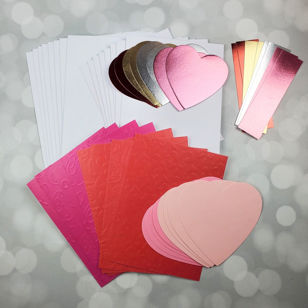 Valentine's Day Handmade Foiled Hearts Card Kit, Set of 8 Cards, 48 ...