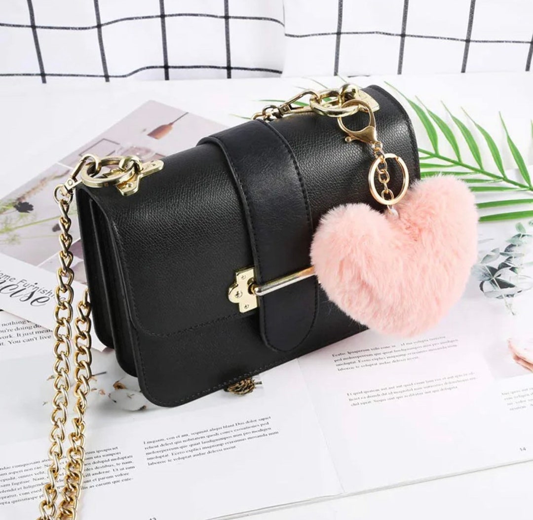 Fluffy Heart Keychain Girly Keychain Gift - Etsy