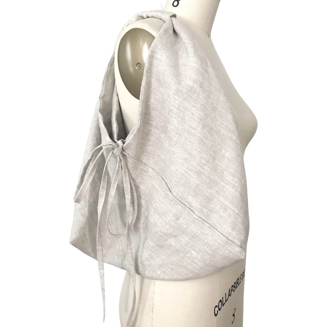 Linen Shoulder Bag, Origami String Ties in Oatmeal Natural Color or ...