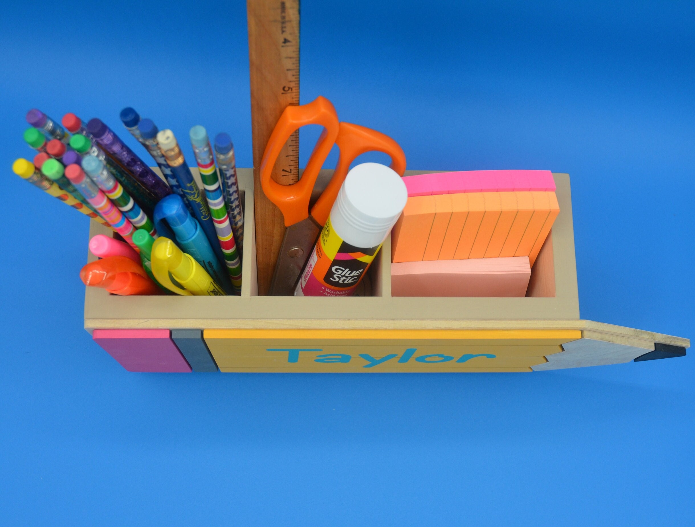 Personalized Wooden Student Pencil Holder: Desk Organizer - Etsy