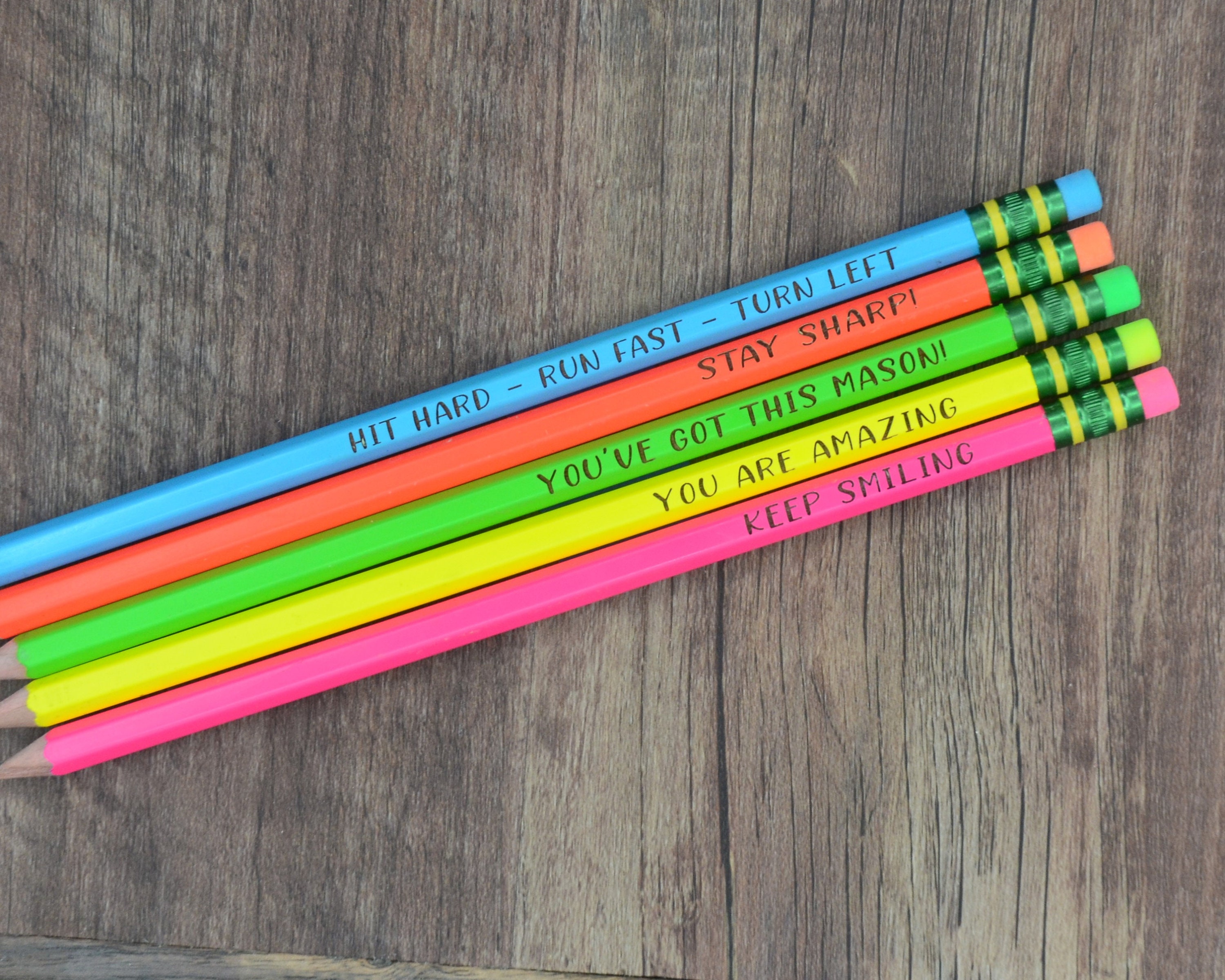 Custom Multi Phrase Pencil Set,laser Engraved Pencils,name Pencils ...