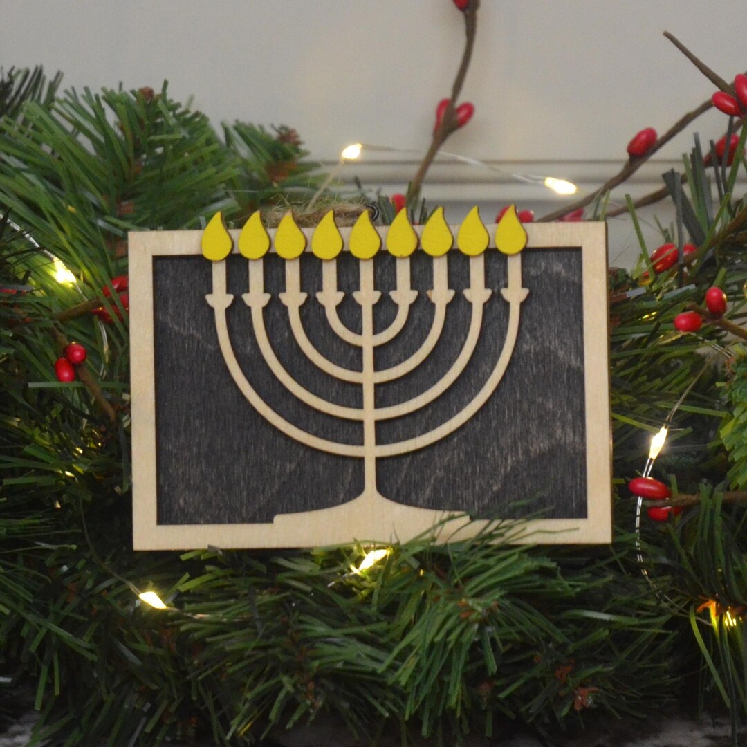 Laser Cut and Engraved Menorah Gift Card Holder and Ornament, Unique ...