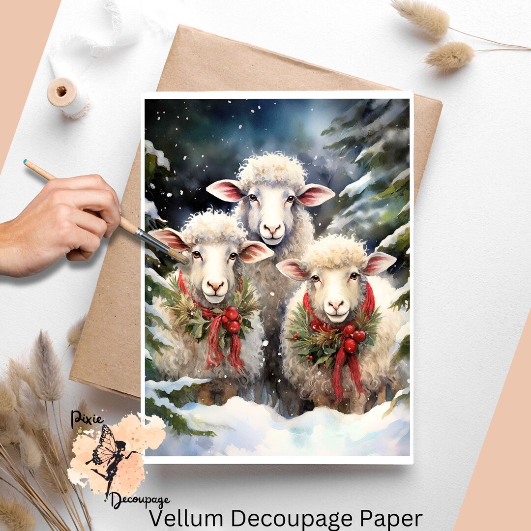 Christmas Sheep 4 Decoupage Paper US Letter Size, Shipped to You - Etsy