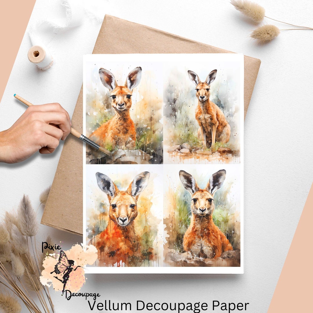 Kangaroo Collage 1, Vellum Decoupage Paper US Letter Size, Shipped to ...