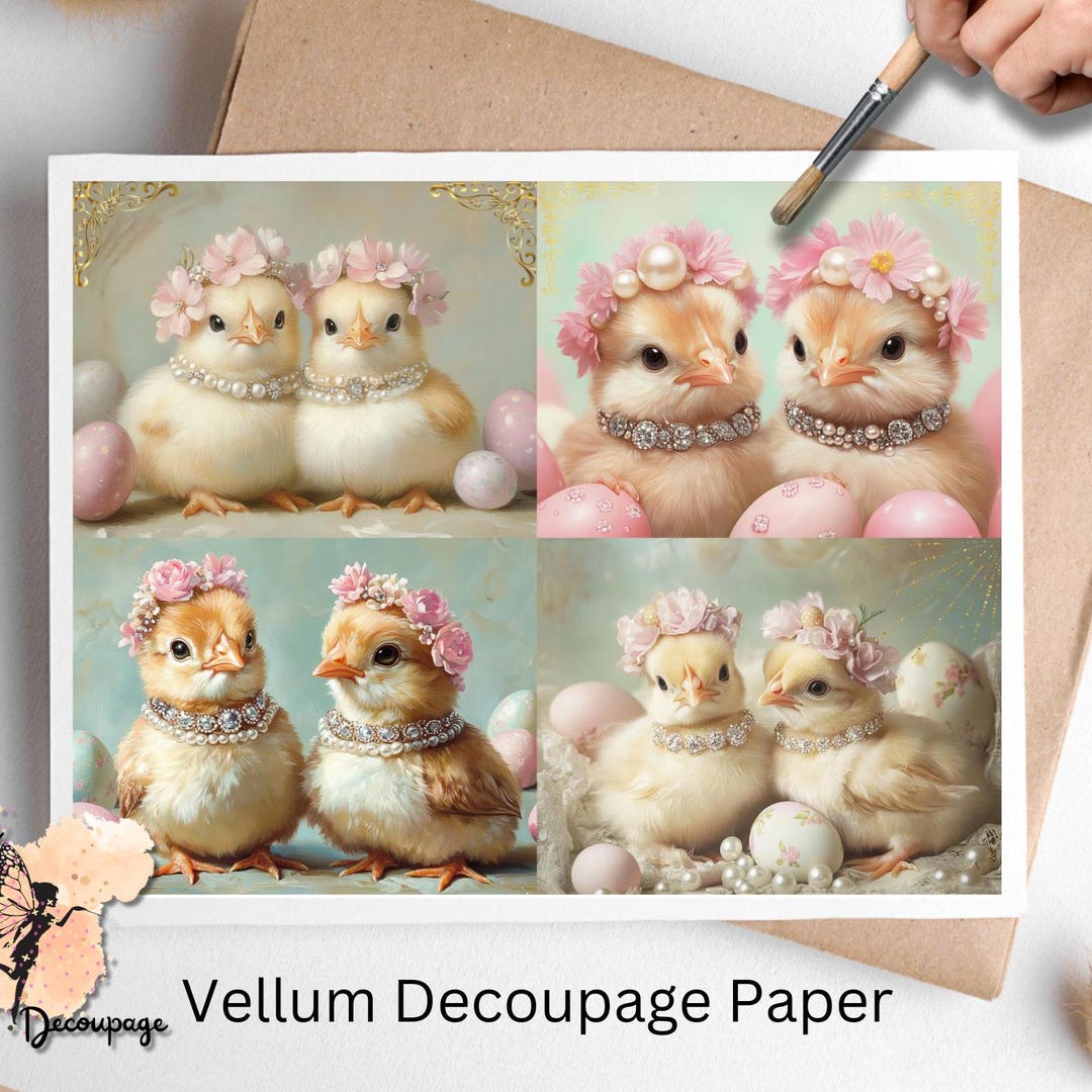 Precious Easter Chicks Collage 1, Vellum Decoupage Paper US Letter Size ...