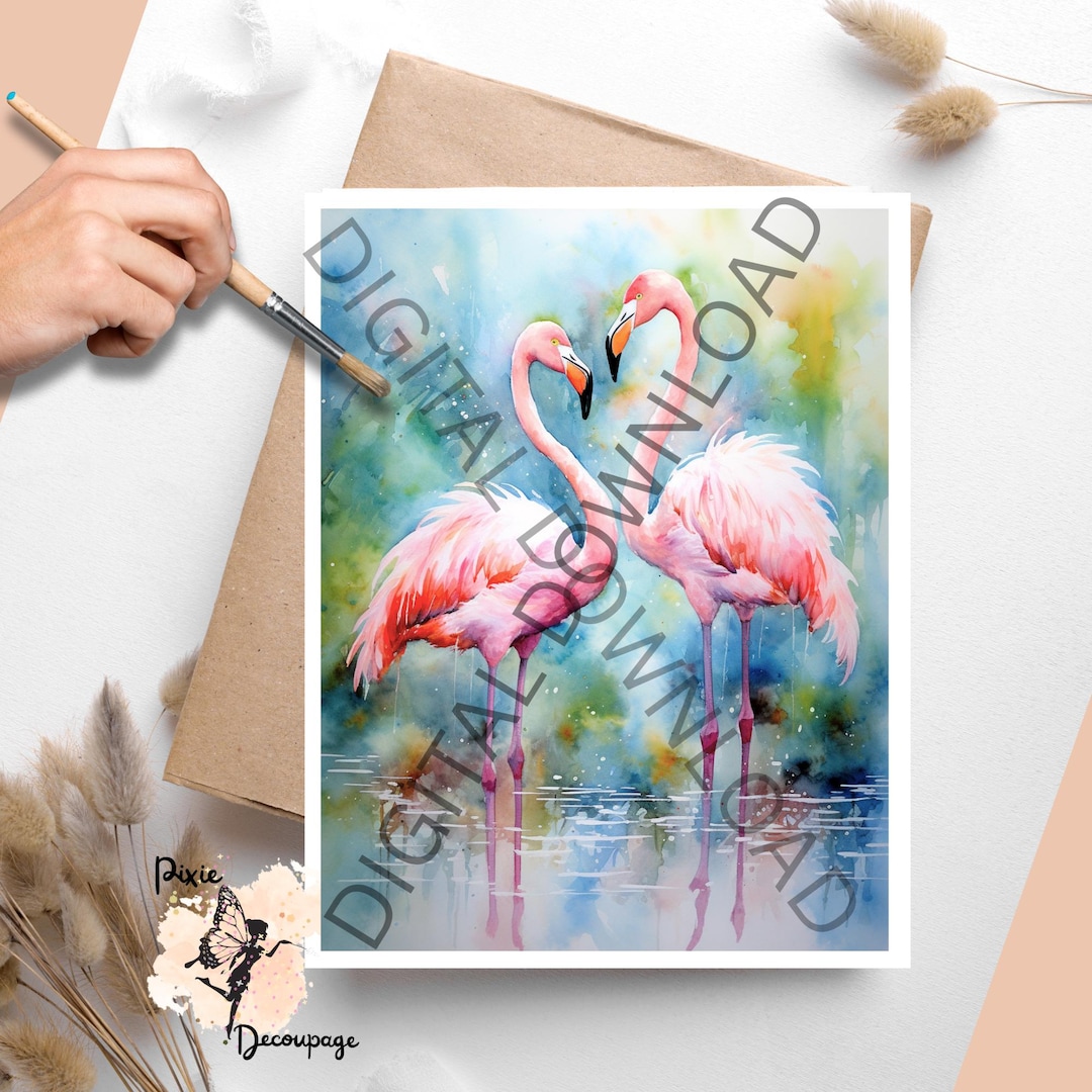 Flamingos 2, Decoupage Paper Digital Download, You Print, PNG - Etsy