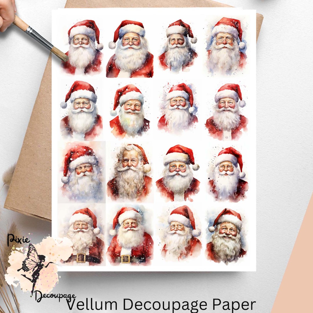 Santa Claus Portrait Collage 5, Decoupage Paper US Letter Size, Shipped ...