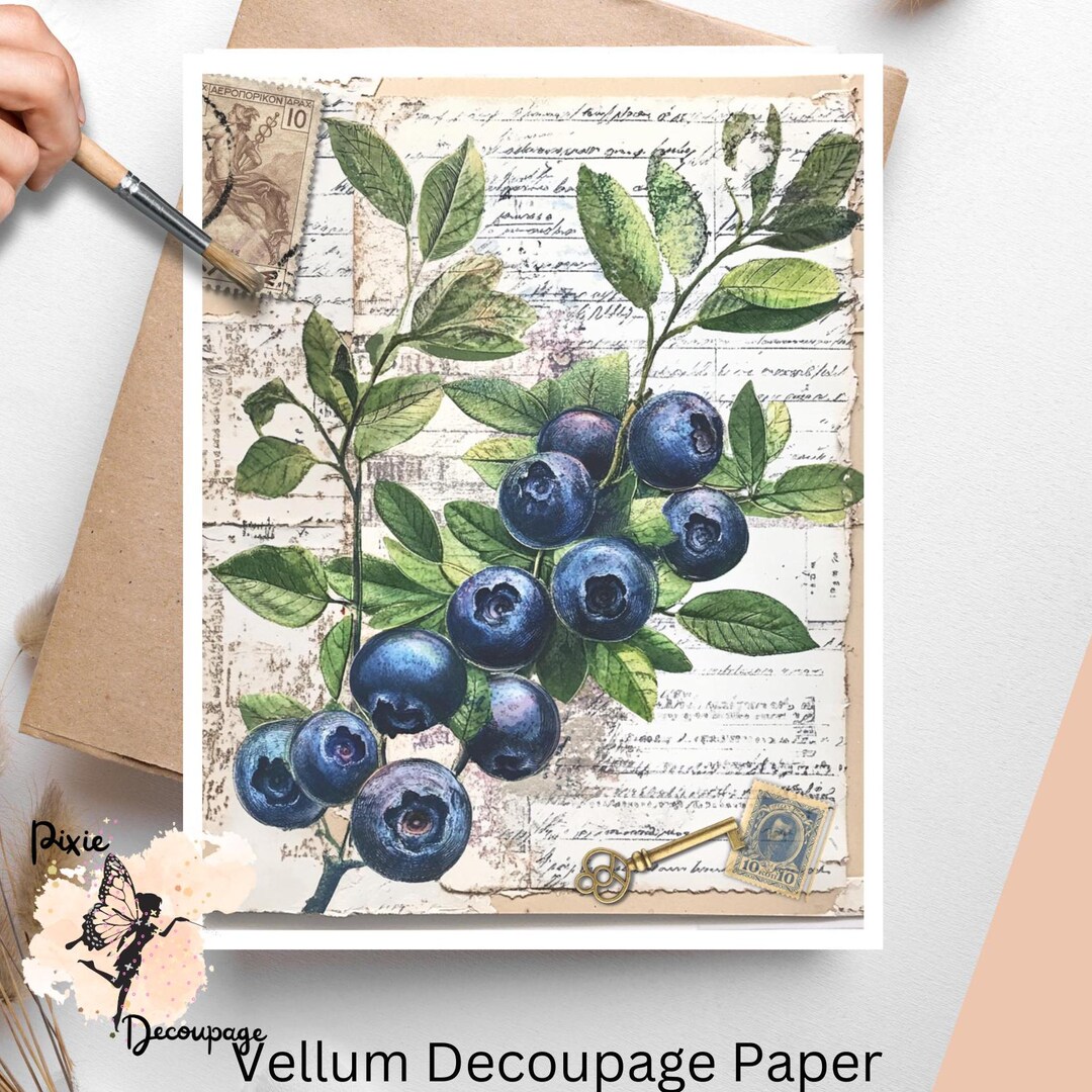 Blueberries Ephemera 1 , One Sheet Rice Paper US Letter Size - Etsy