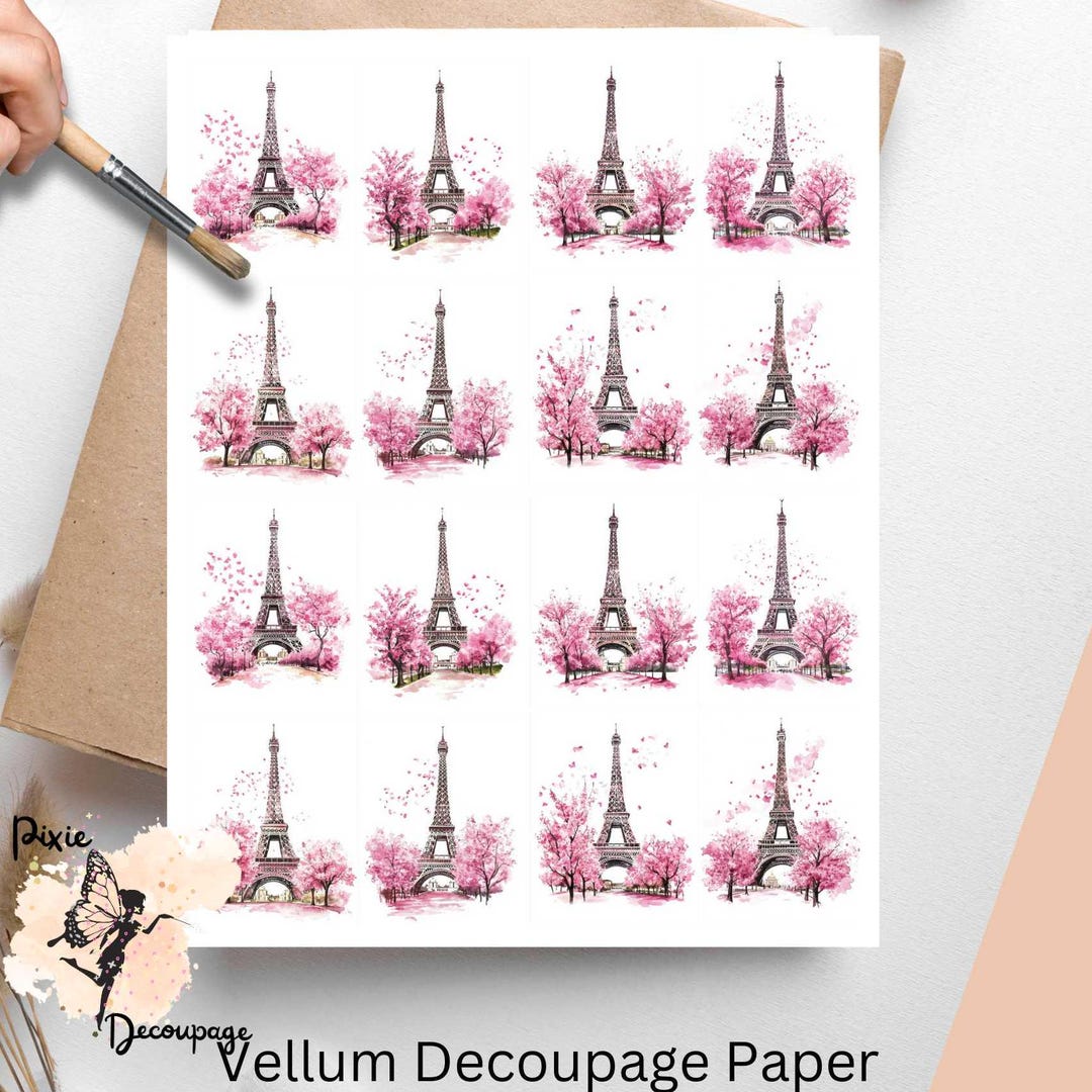 Paris in Spring Collage 2, Vellum Decoupage Paper US Letter Size ...