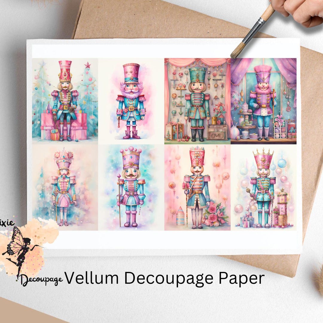 Pastel Nutcracker Collage 2, Decoupage Paper US Letter Size, Shipped to ...