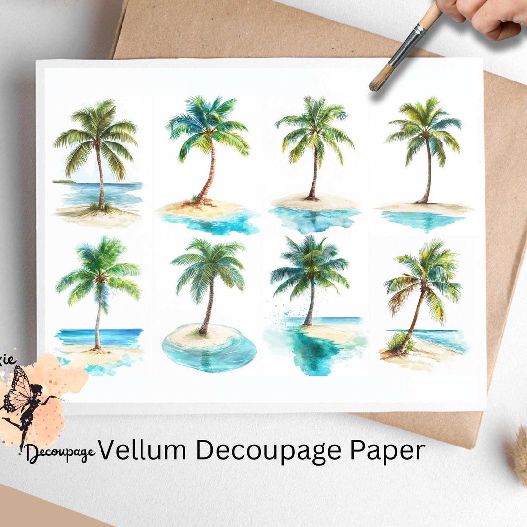 Palm Tree Collage 1, Decoupage Paper US Letter Size, Shipped to You - Etsy