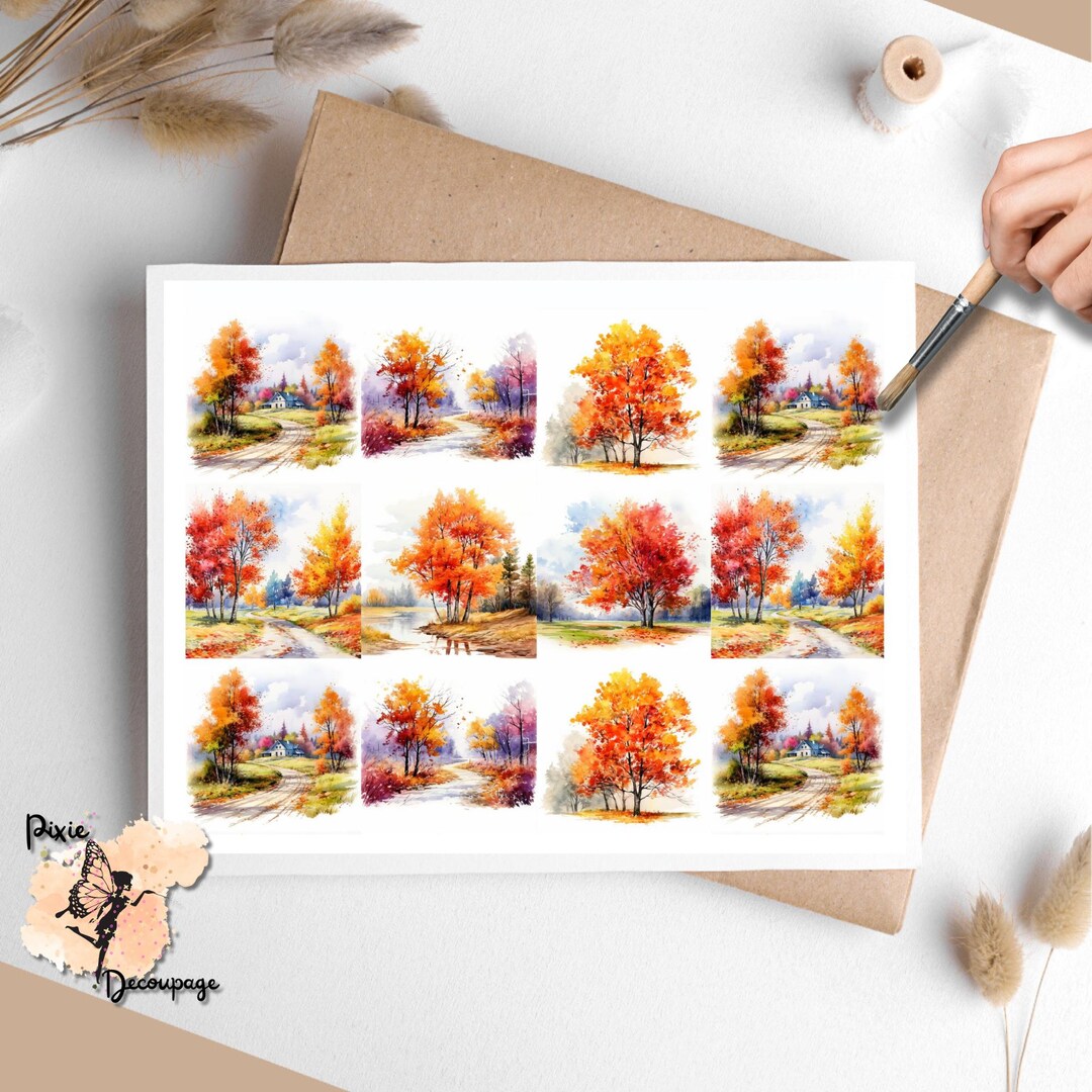 Fall Trees 3 , One Sheet Rice Paper US Letter Size - Etsy
