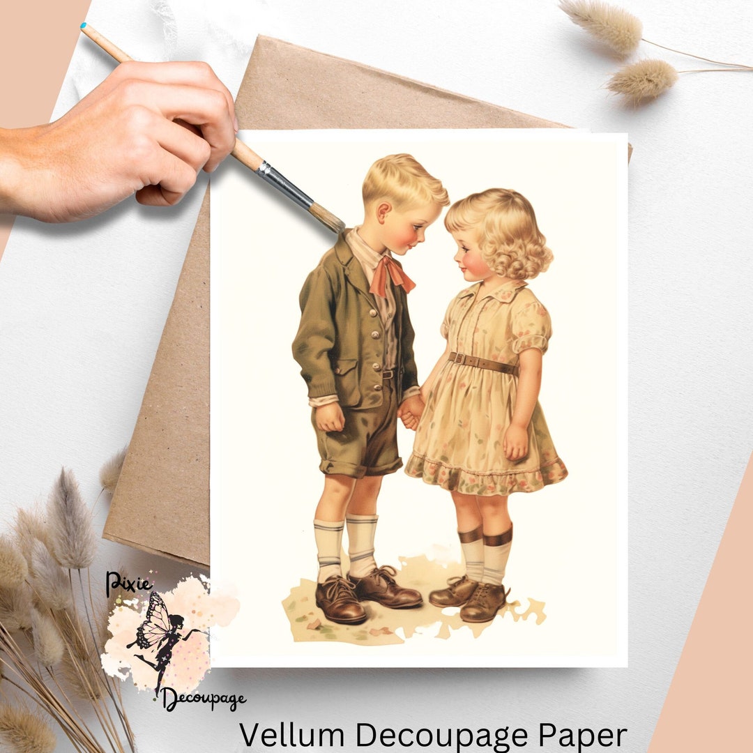 Vintage Kids 4, Vellum Decoupage Paper US Letter Size, Shipped to You ...