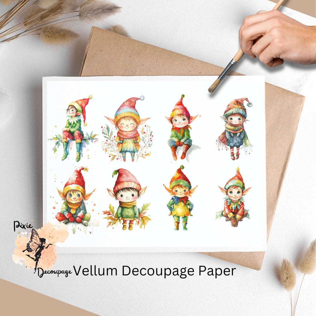 Elf Collage 2, Decoupage Paper US Letter Size, Shipped to You - Etsy