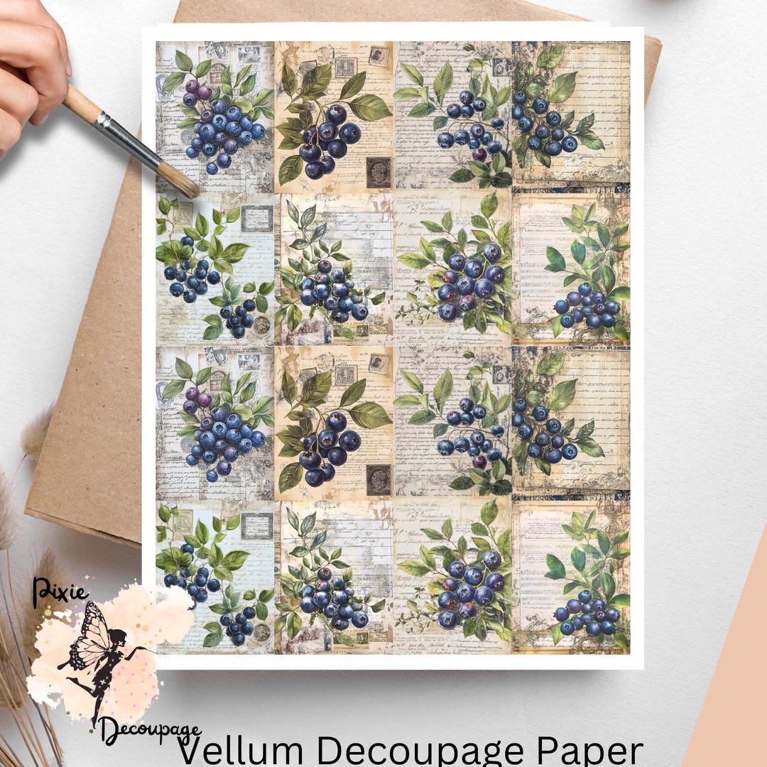 Blueberries Ephemera 2, One Sheet Rice Paper US Letter Size - Etsy