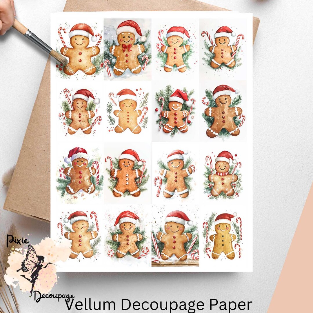 Gingerbread Man Collage 3, Decoupage Paper US Letter Size, Shipped to ...