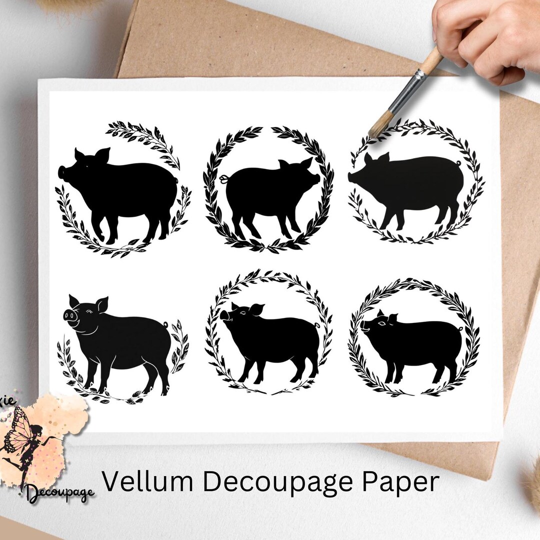Black Pig Silhouette 1 Decoupage Paper US Letter Size, Shipped to You ...
