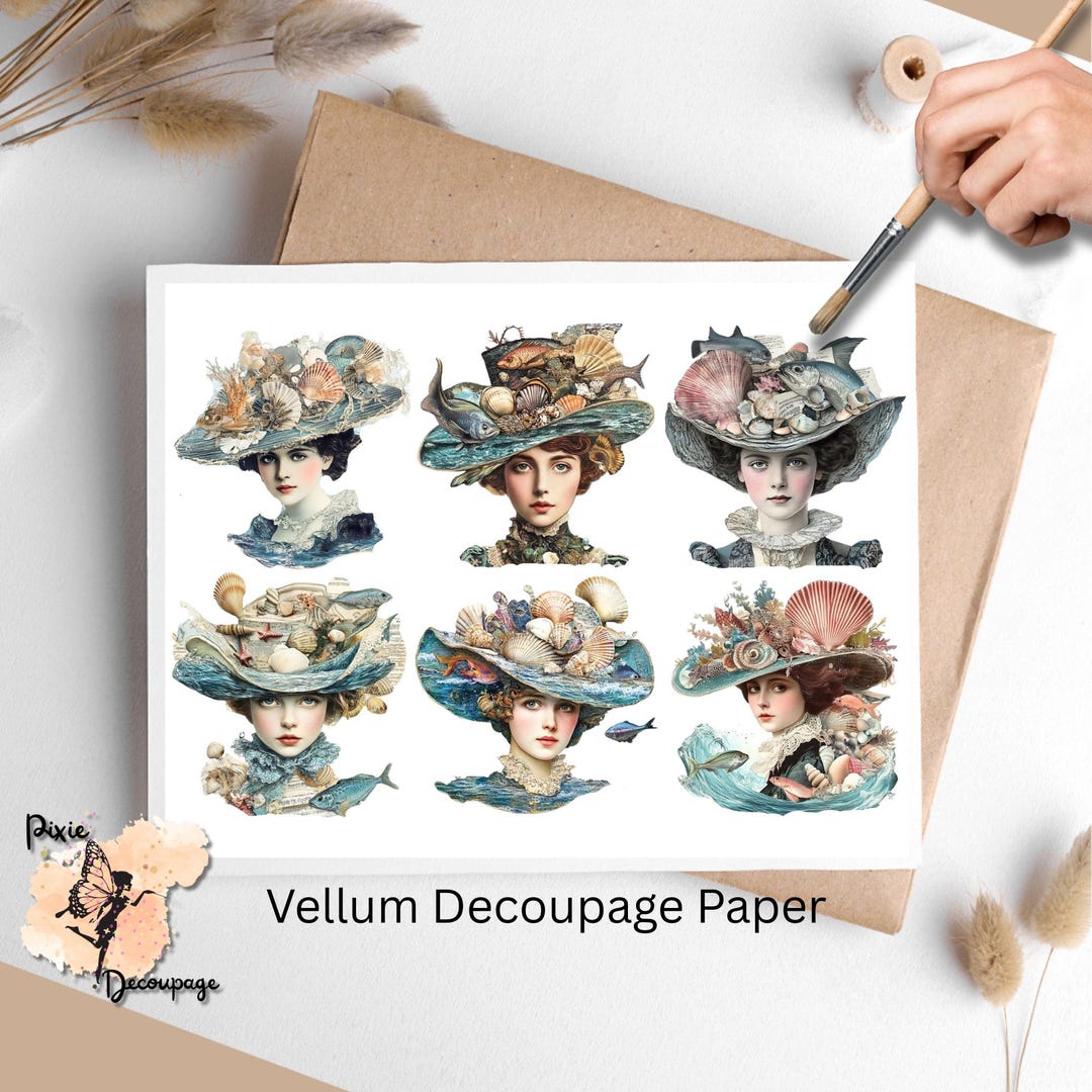 Victorian Seashell Lady 1, One Sheet Rice Paper US Letter Size - Etsy