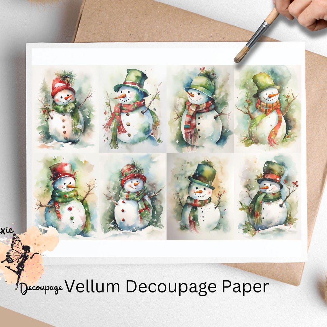 Whimsical Snowman Collage 10, Decoupage Paper US Letter Size, Shipped ...