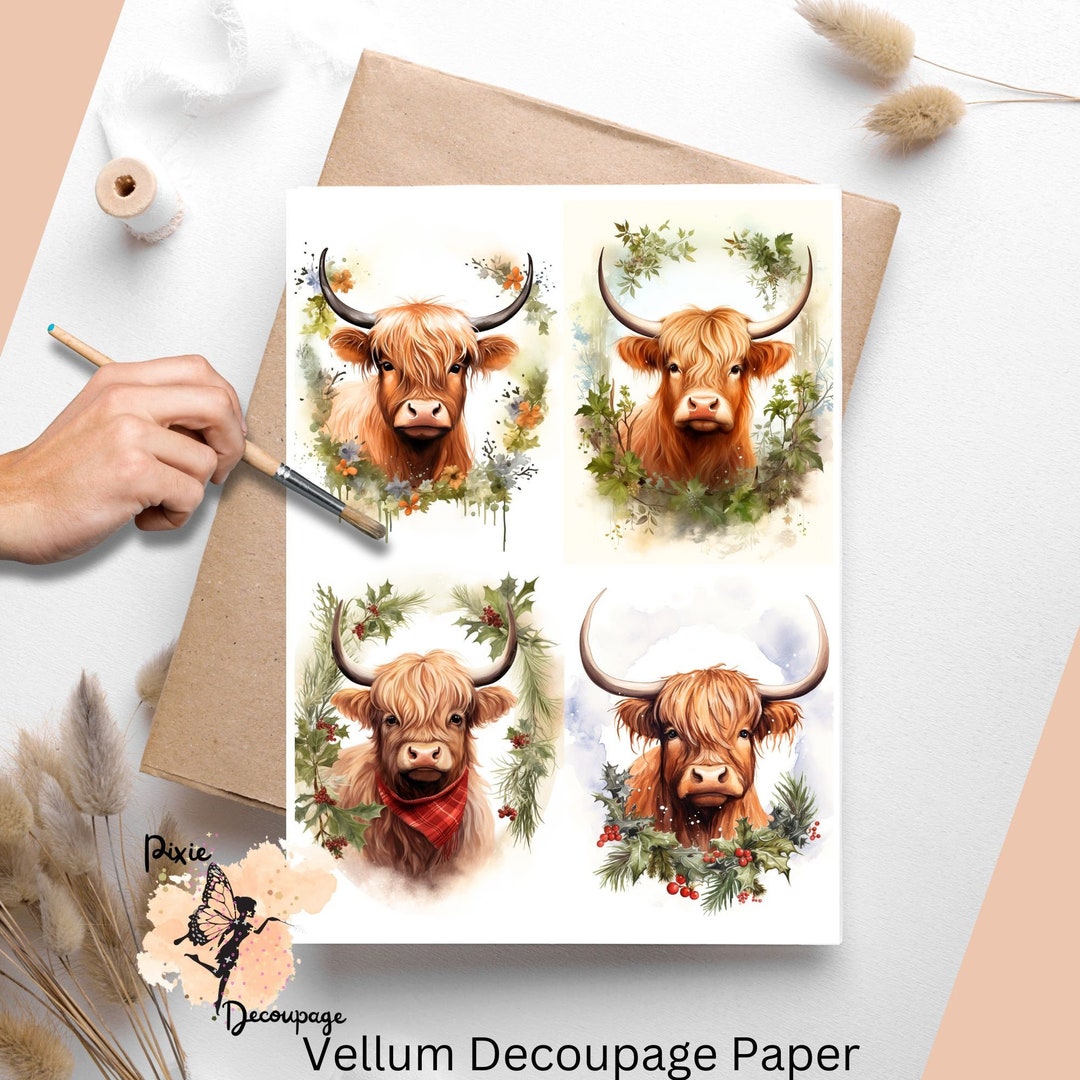 Highland Cow Collage 1, Decoupage Paper US Letter Size, Shipped to You ...