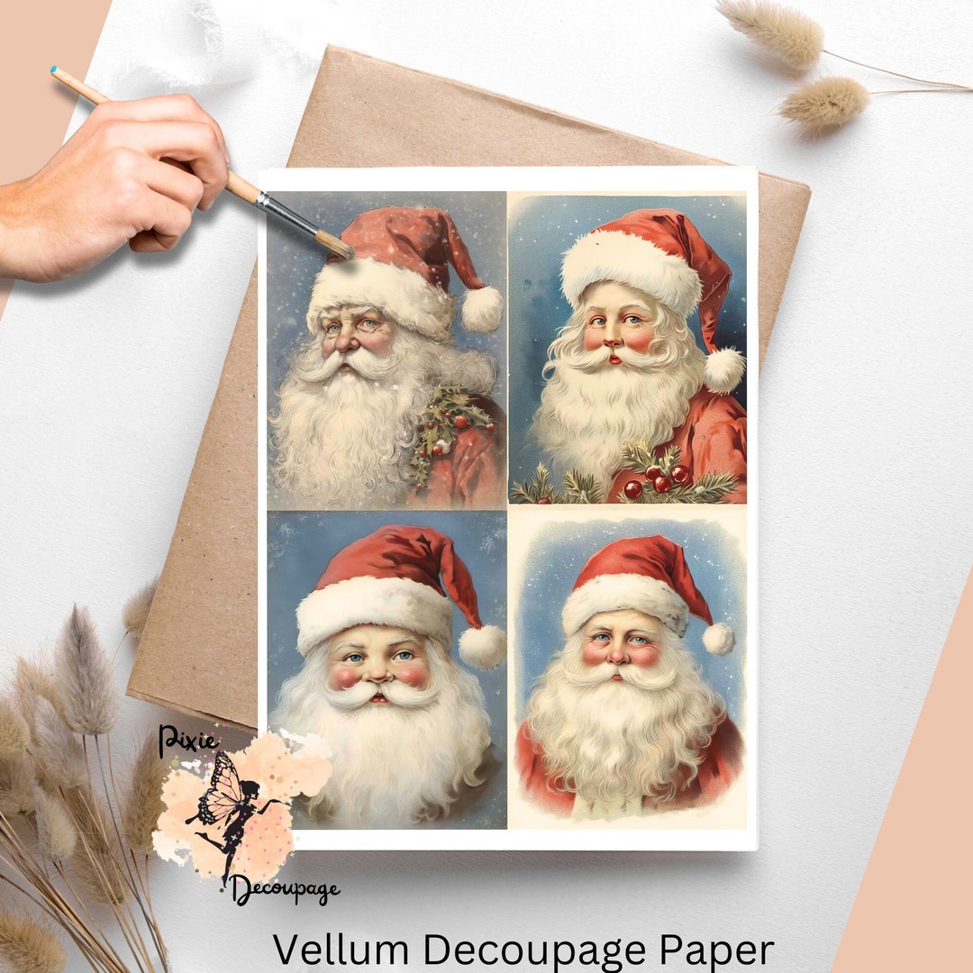 Vintage Santa Claus Collage 3, Decoupage Paper US Letter Size, Shipped ...