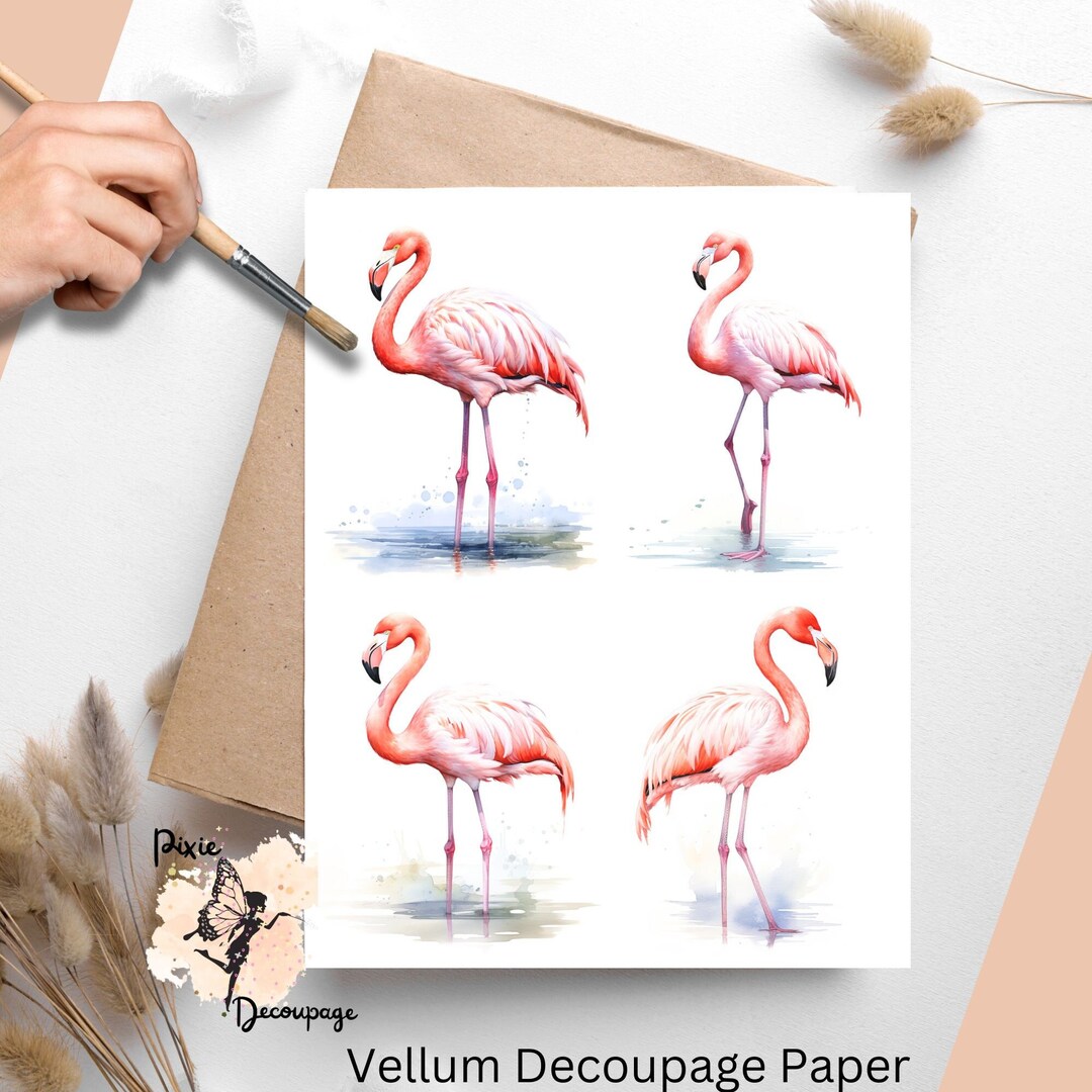 Flamingo Collage 3, Decoupage Paper US Letter Size, Shipped to You - Etsy