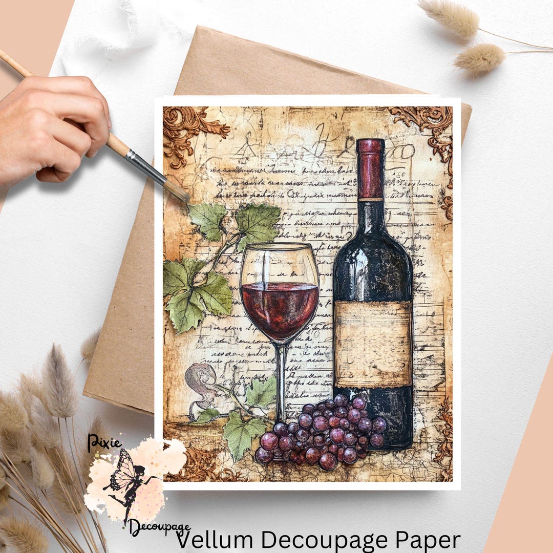 Red Wine 1 Decoupage Paper US Letter Size, Shipped to You - Etsy