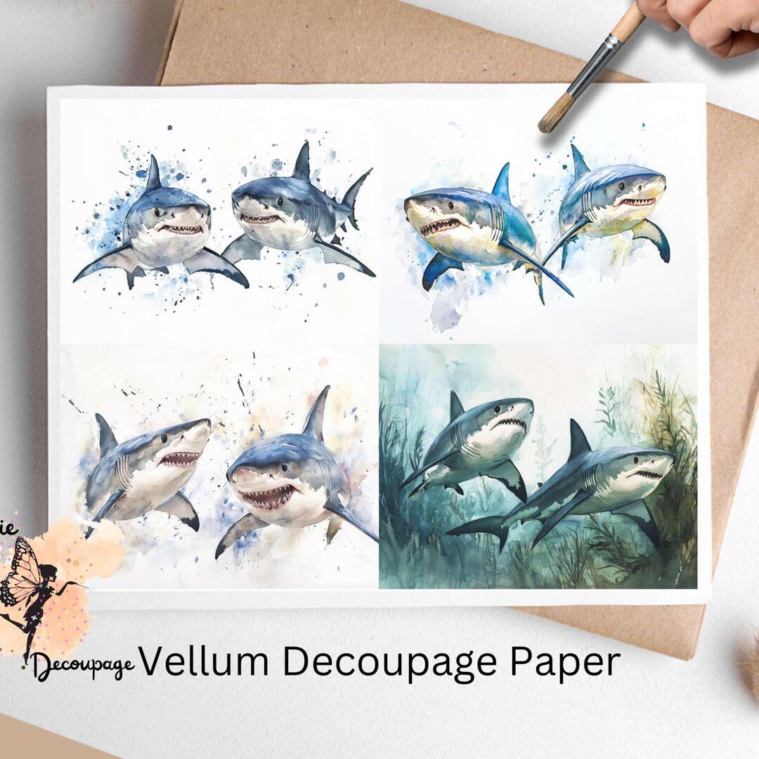 Sharks 1 Decoupage Paper US Letter Size, Shipped to You - Etsy