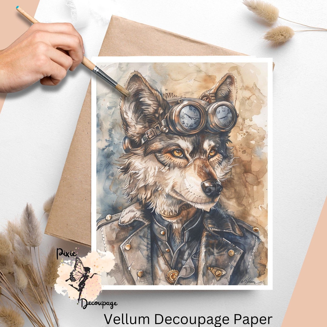 Steampunk Wolf 4 Vellum Decoupage Paper US Letter Size, Shipped to You ...