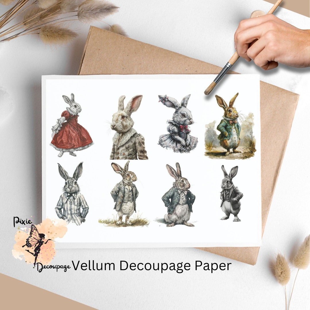 Storybook Rabbit Collage 6, Decoupage Paper US Letter Size, Shipped to ...