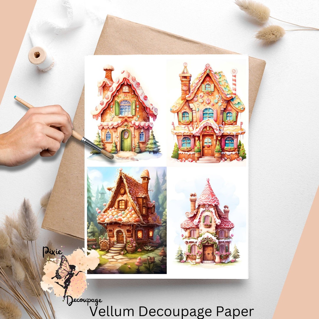 Gingerbread House Collage 1, Decoupage Paper US Letter Size, Shipped to ...