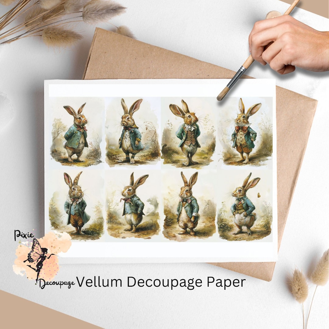 Storybook Rabbit 7 , One Sheet Decoupage Paper US Letter Size - Etsy