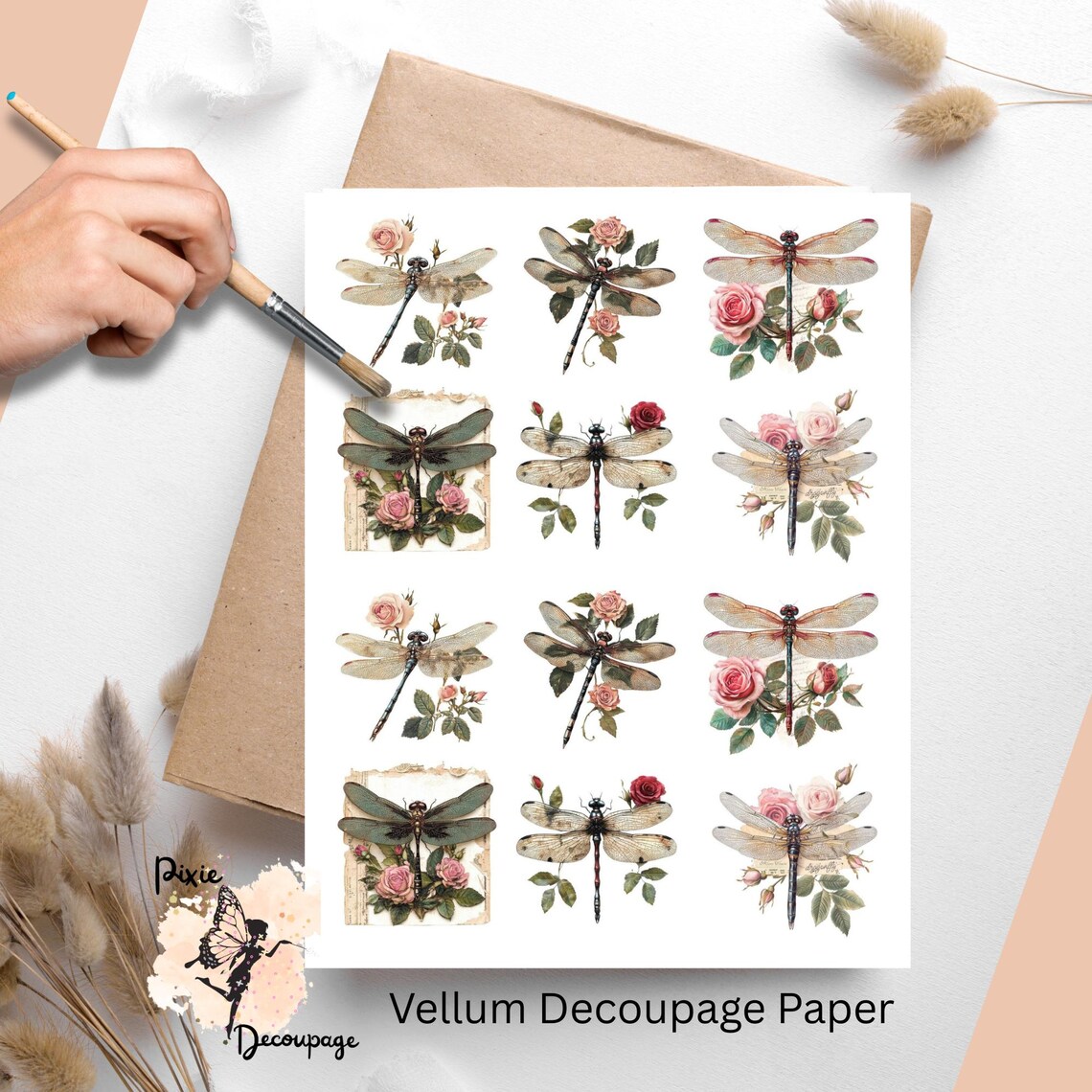 Vintage Dragonfly 2, One Sheet Decoupage Paper US Letter Size - Etsy