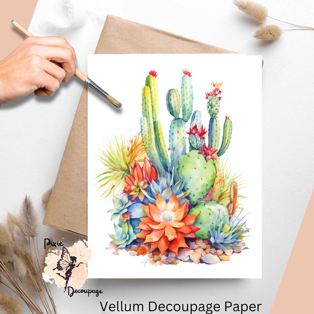 Cactus 3 , One Sheet Rice Paper US Letter Size - Etsy