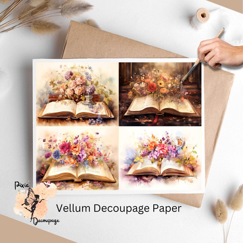 Open Book Collage 1, Decoupage Paper US Letter Size, Shipped to You - Etsy