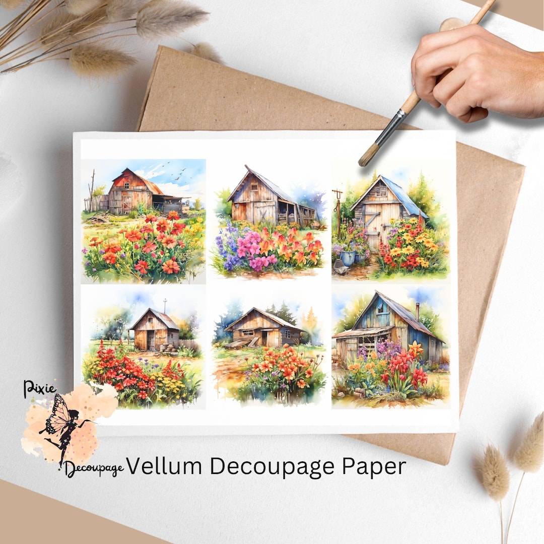 Shed on a Farm Collage 1, Decoupage Paper US Letter Size, Shipped to ...