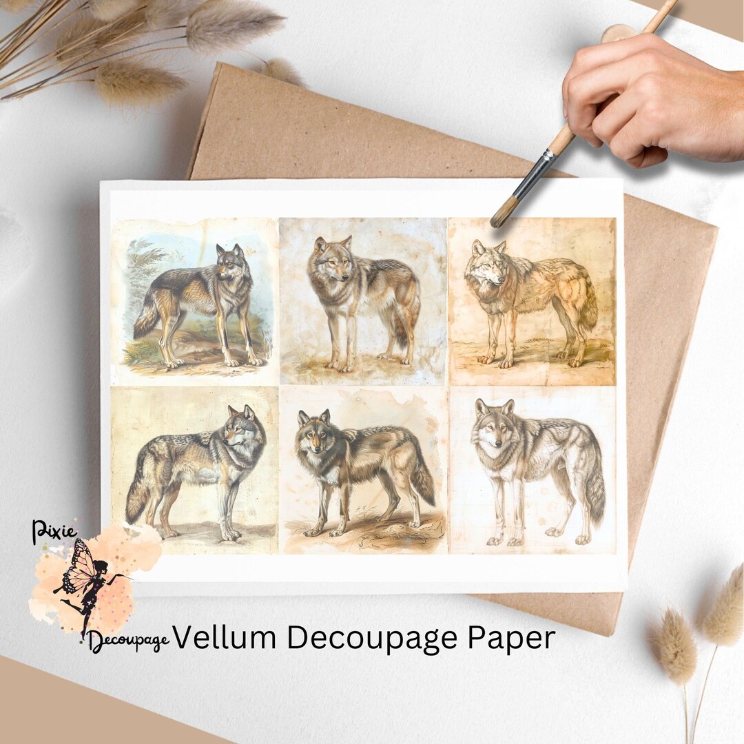 Vintage Wolf Collage 2, Decoupage Paper US Letter Size, Shipped to You ...