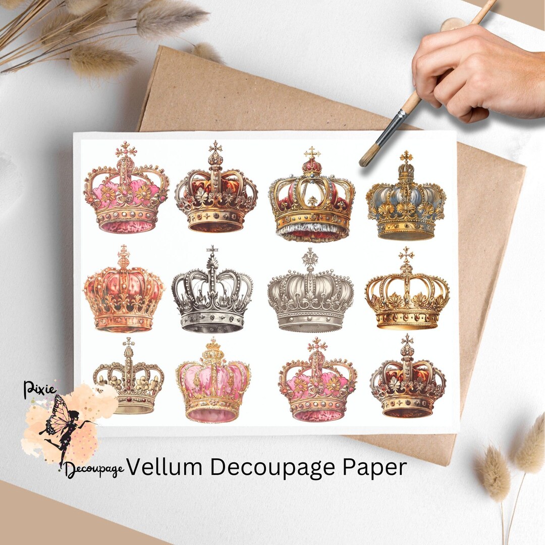 Crown Collage 5, Decoupage Paper US Letter Size, Shipped to You - Etsy
