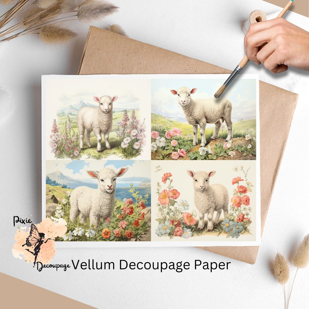Vintage Lamb Collage 4, Decoupage Paper US Letter Size, Shipped to You ...
